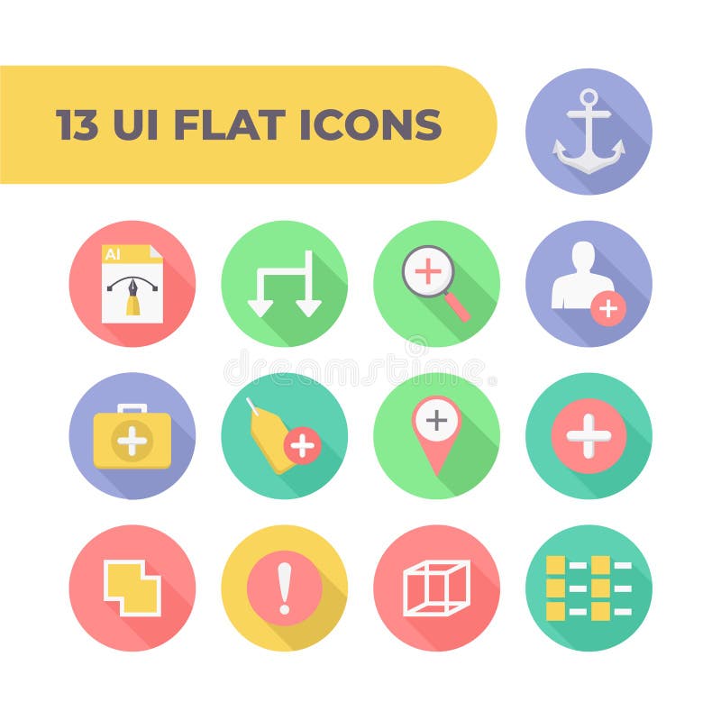 Set Flat User Interfaces Icon Stock Vector - Illustration of user ...