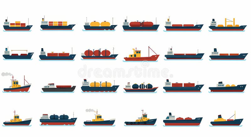 Various Types Vessels Cargo Ships Stock Illustrations – 66 Various ...