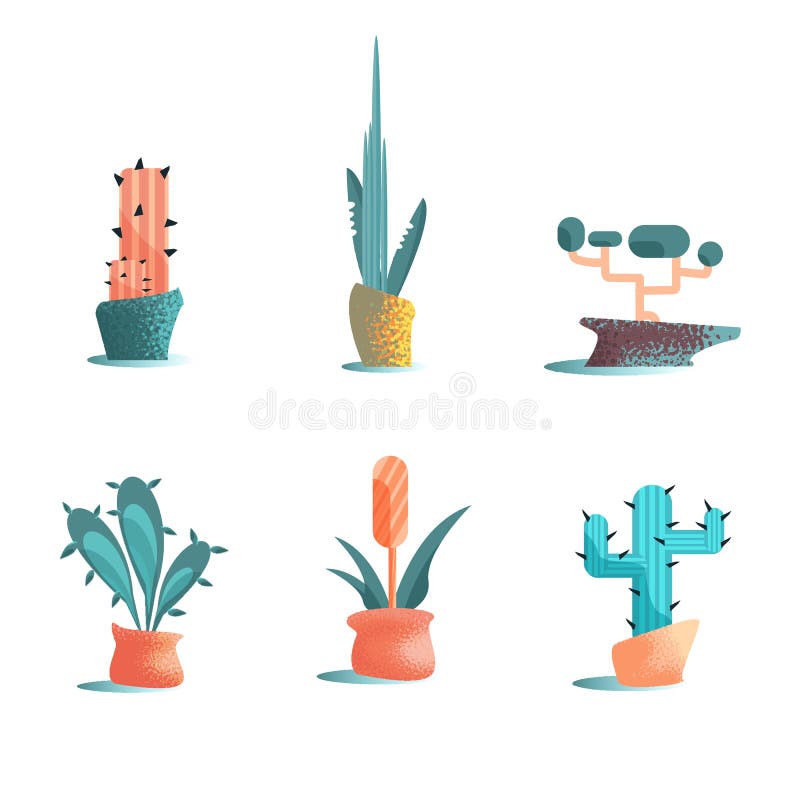 Set of Flat Vector Plants for Constructing Illustration Stock ...
