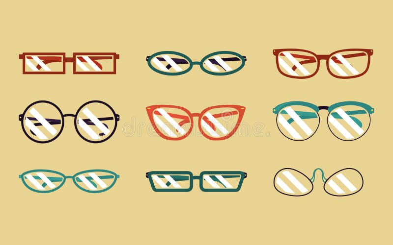 Set of Flat Vector Spectacles. Stock Vector - Illustration of vector ...