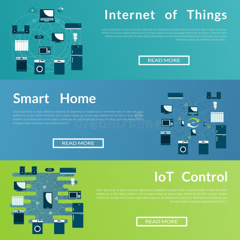 Set of Flat Vector Web Banners . IOT. Smart Home. Stock Vector ...