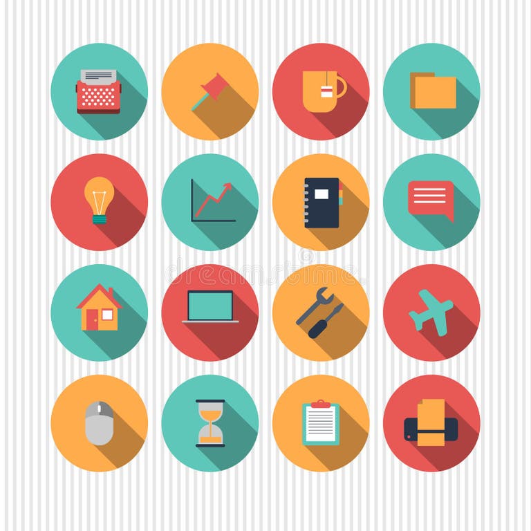 Set of Flat Web Design Icons Stock Vector - Illustration of screen ...