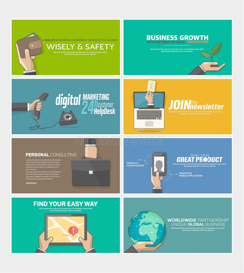 Flat Design Banners with Set of Flat Concept Icons for Web Design and ... Flat Design Banners with Set of Flat Concept Icons for Web Design and ...