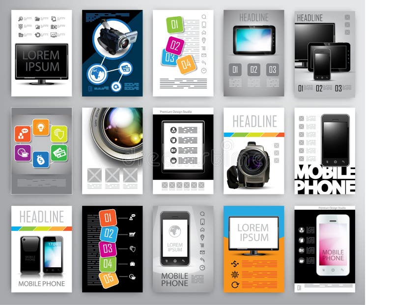 Set of Flayers Design Template Stock Vector - Illustration of icon ...