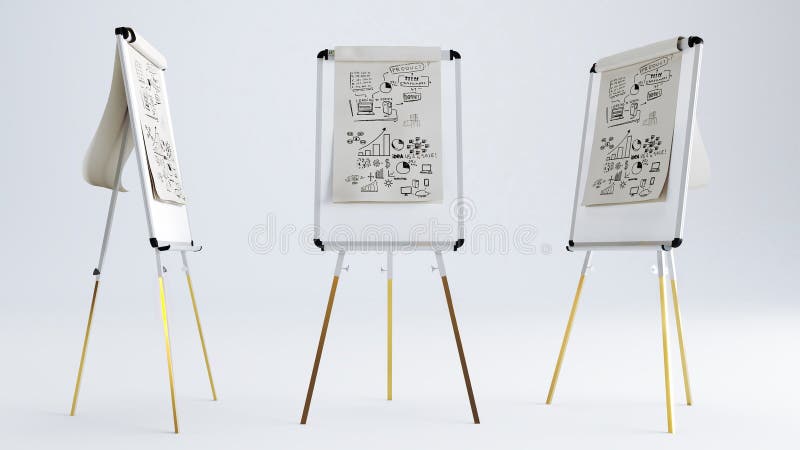 Set of Flip Chart Isolated on White Background, Office Whiteboard ...