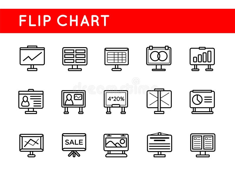 Set of Flip Chart Office Icons. Vector Icons for All Purposes Stock ...