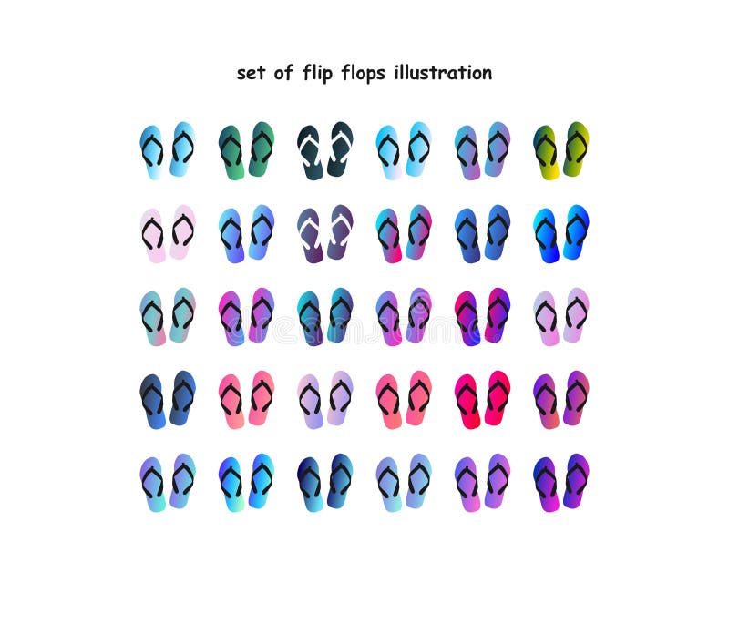 Set of Flip Flops Illustrations. Gradient Flip Flops Stock Vector ...