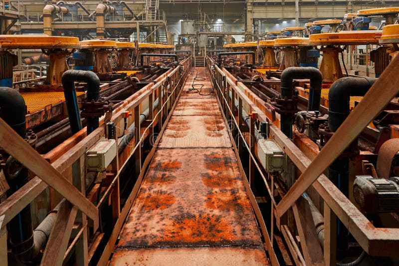 Set of Floatation Machines Separating Mineral Ore at Plant Stock Photo ...