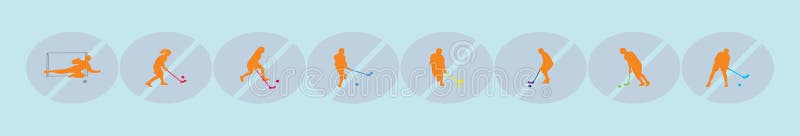 Set of Floor Ball Cartoon Icon Design Template with Various Models ...