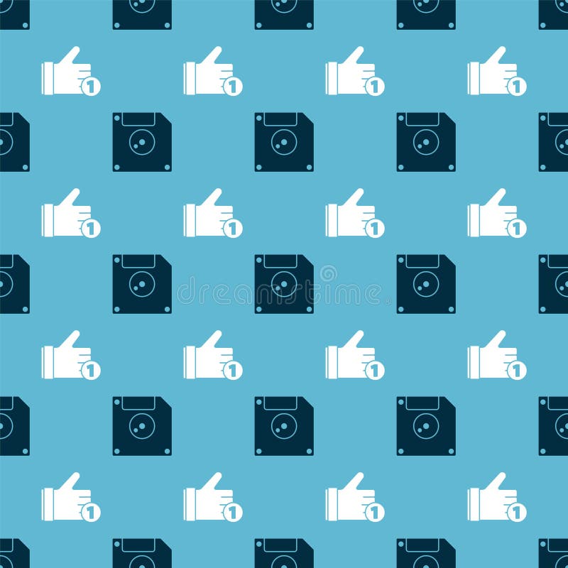 Set Floppy Disk for Computer Data Storage and Hand Like on Seamless ...