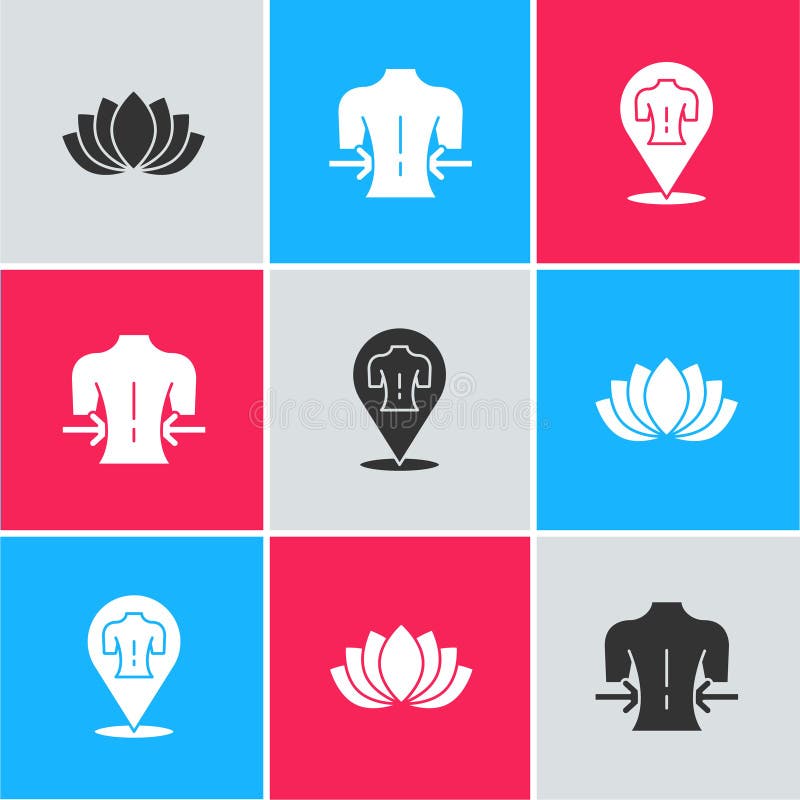 Set Flor De Loto Masaje E Icono. Vector Ilustración del Vector ...