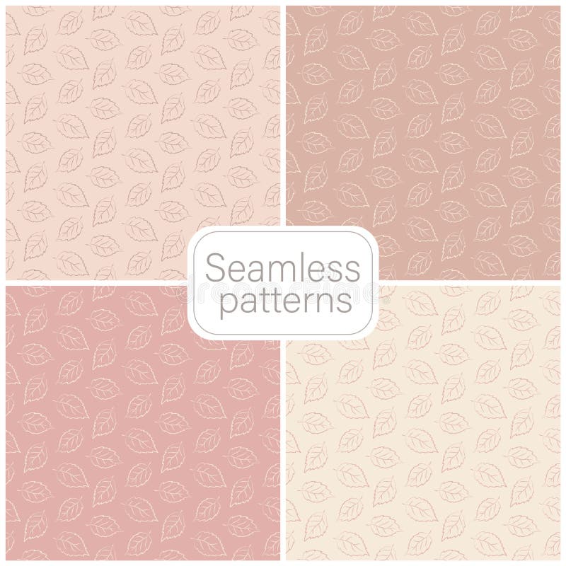 Set of Floral Background with Leaves, Seamless Patterns with Leaf ...