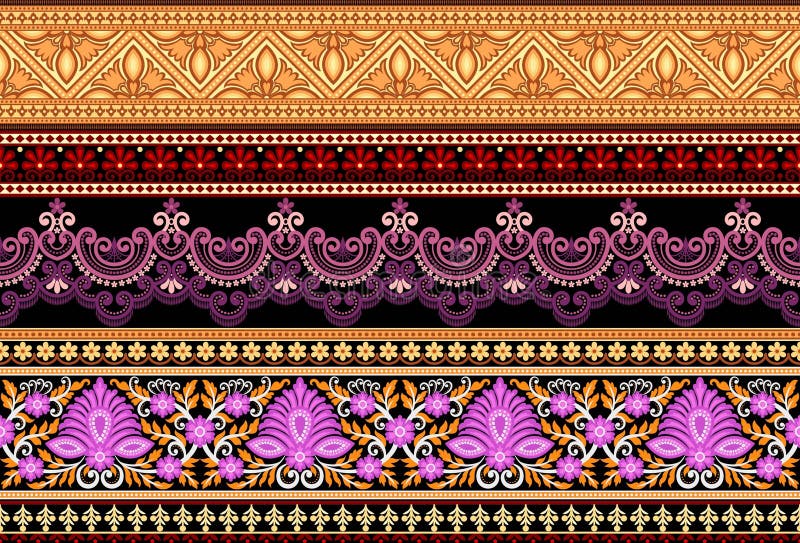 Vintage Border Set for Design Pattern Digital Printing Textile Stock ...
