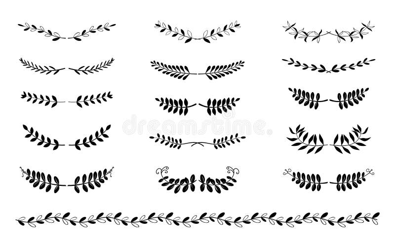 Set of Floral Dividers. Text Separators. Stock Vector - Illustration of ...