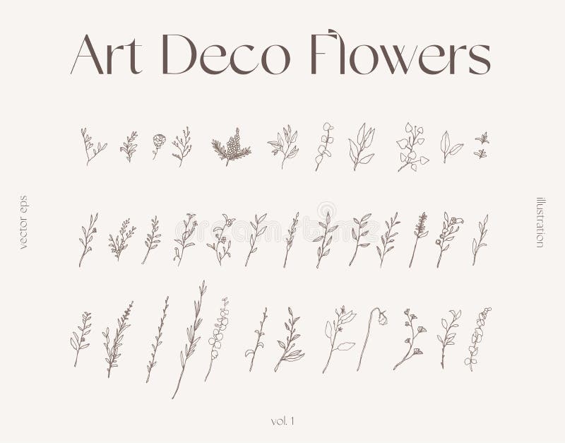 Set of Floral Elements Decorative Branches Vector Stock Vector ...