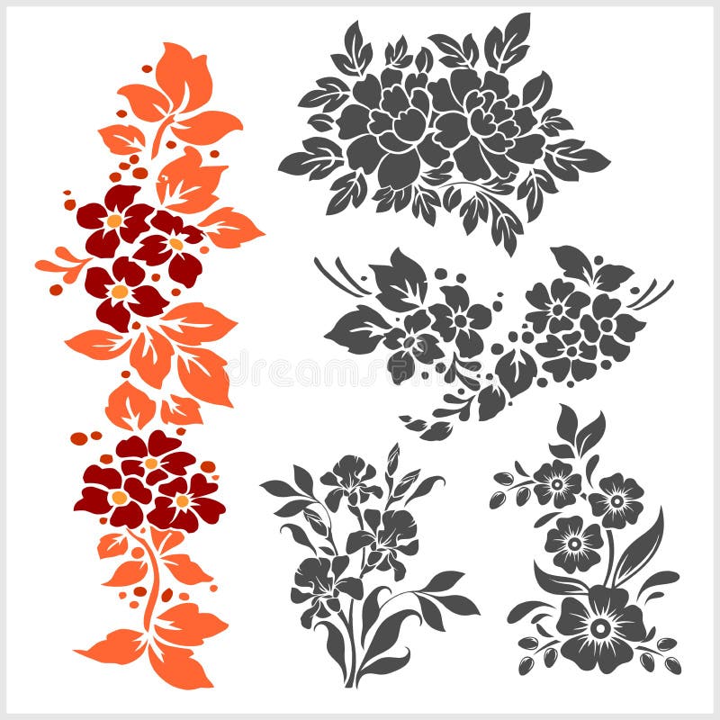 Set of Floral Elements for Design. Stock Vector - Illustration of ...