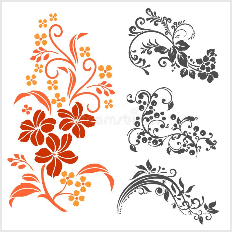 Set of Floral Elements for Design. Stock Vector - Illustration of ...