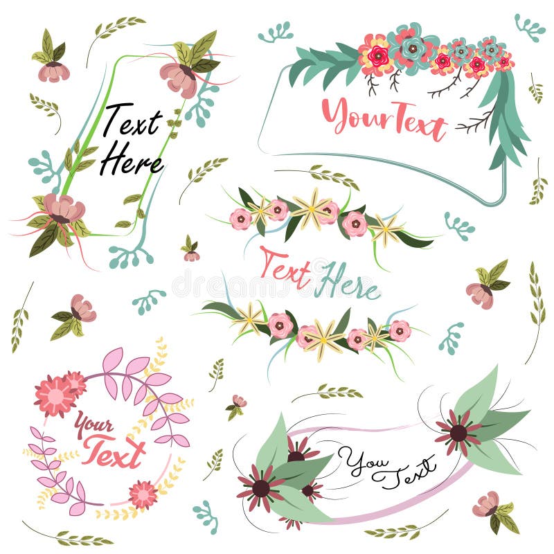Set of Floral Elements Vector Art Design Stock Vector - Illustration of ...