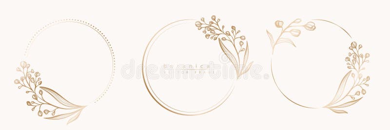 Set of Floral Frame Templates in Minimal Linear Style Stock Vector ...