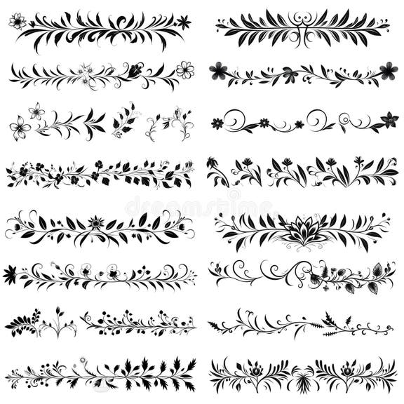 Set of Floral Line Divider Illustration Stock Illustration ...