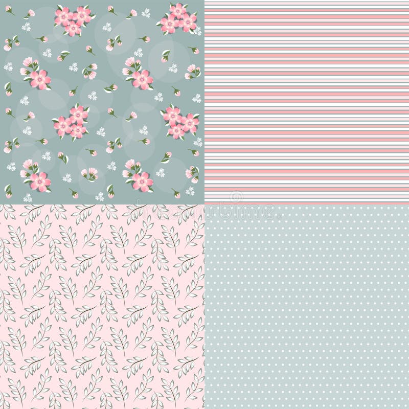 Set Floral Patterns for Scrapbook. Stock Vector - Illustration of ...