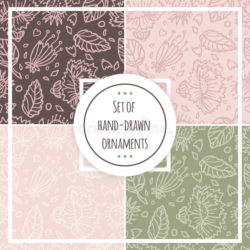 Set of Floral Seamless Patterns. Hand Drawing Pattern. Floral Pattern ...