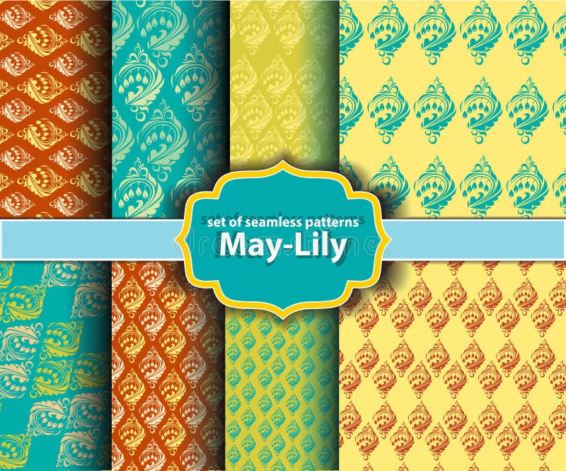 Set of Floral Seamless Patterns - May-lily Stock Vector - Illustration ...