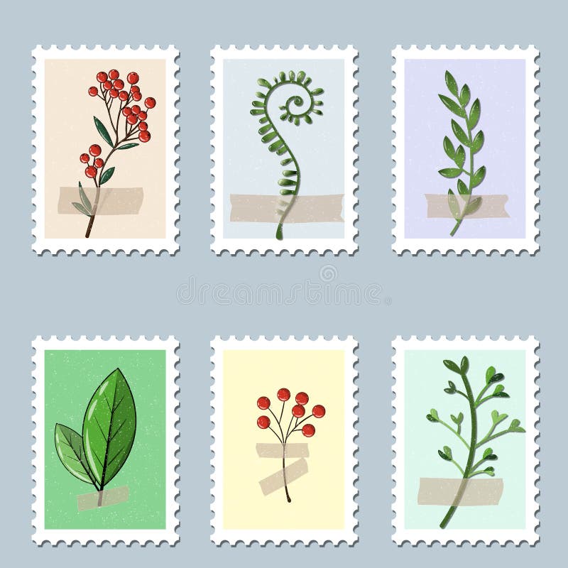 Set of floral stamps stock photo. Image of decoration - 258084584