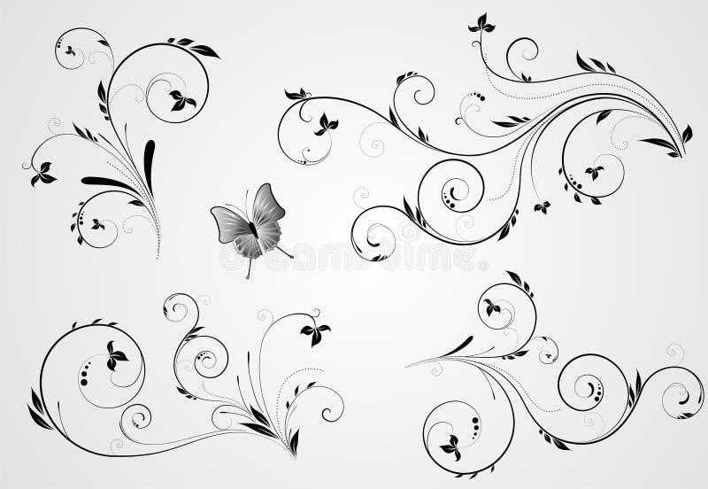 Set of Floral Swirl Designs Stock Vector - Illustration of beauty ...