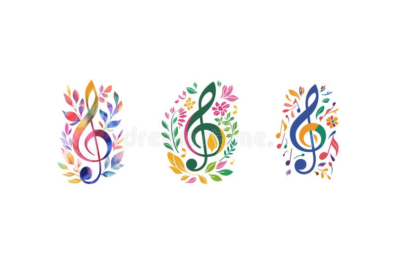 Vector Floral Decorative Treble Clef Stock Illustrations – 243 Vector ...