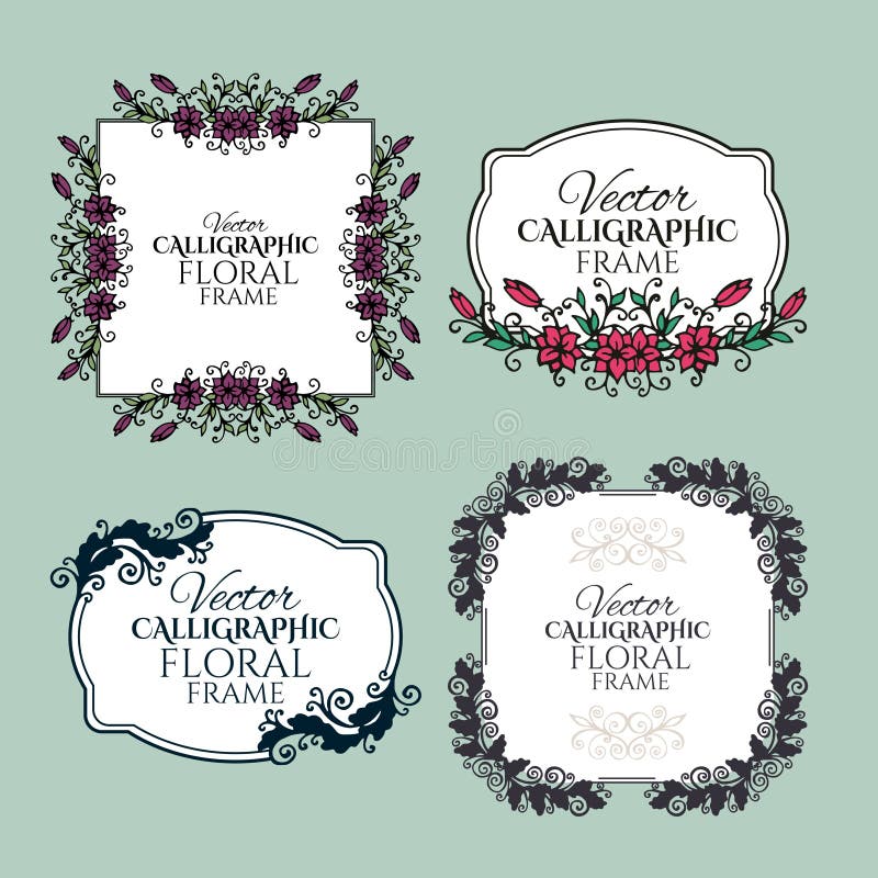 Set of Floral Vintage Calligraphic Frames and Stock Vector - Illustration of congratulation ...