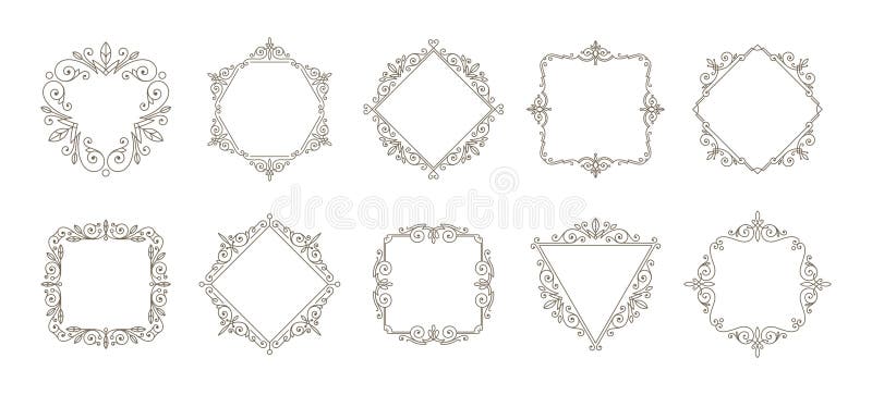 Set of Flourishes Calligraphic Elegant Ornamental Frames. Stock Vector ...