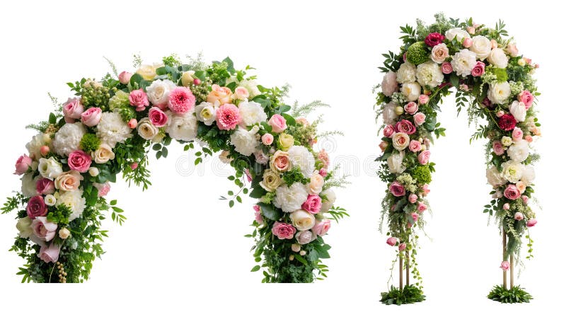 A Set of Flower Arches on a White Background Stock Image - Image of ...