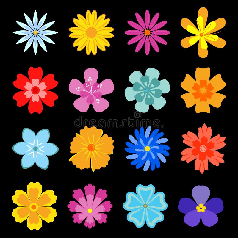 Set of Different Flowers (vector) Stock Vector - Illustration of flower ...