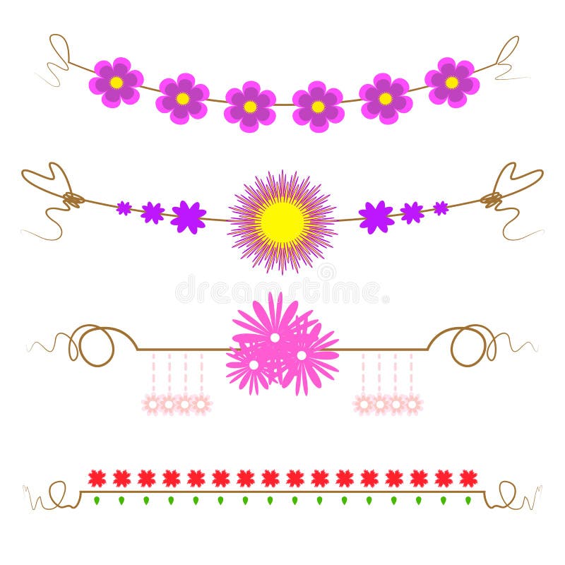 Set of Flower Design Elements, Illustration Vector, Line Head, Flower ...