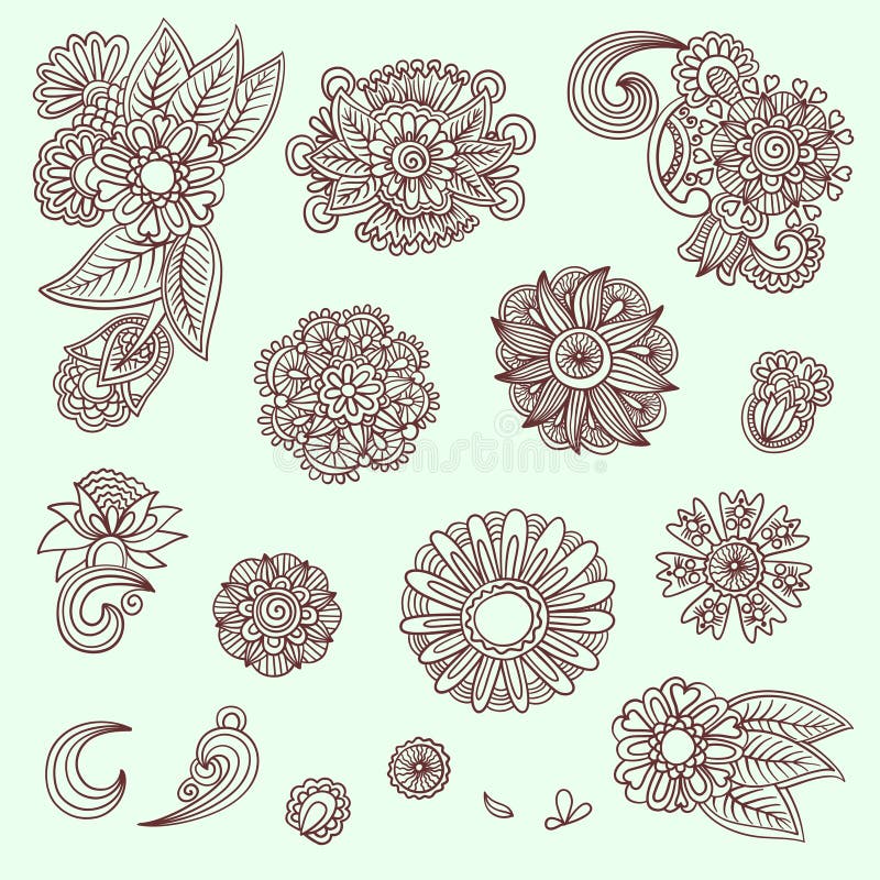 Set of flower elements stock vector. Illustration of abstract - 18039477