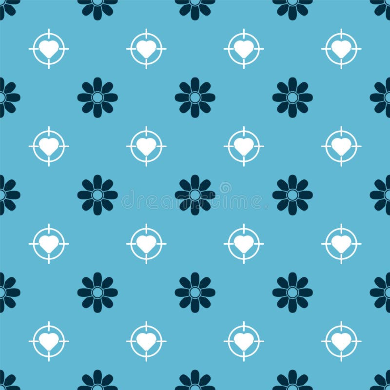 Set Flower and Heart in the Center of Target Aim on Seamless Pattern ...