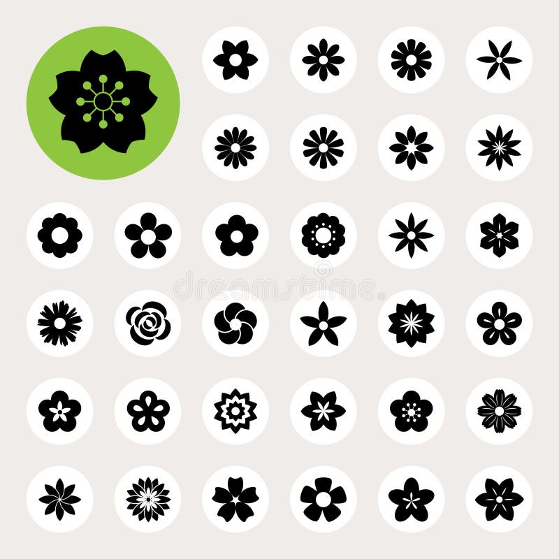 Set of Flower icons. stock vector. Illustration of element - 50707114