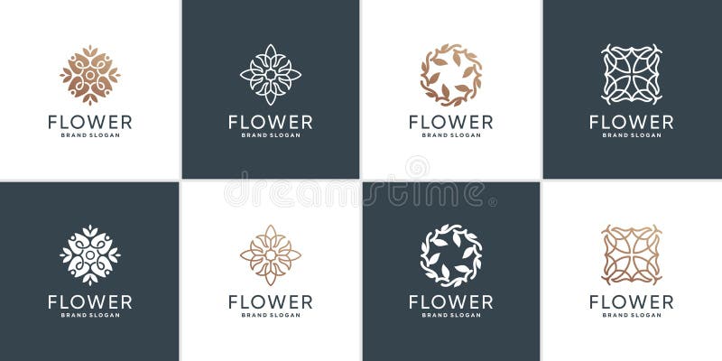 Set of Flower Logo Template with Creative Style Premium Vector Stock ...