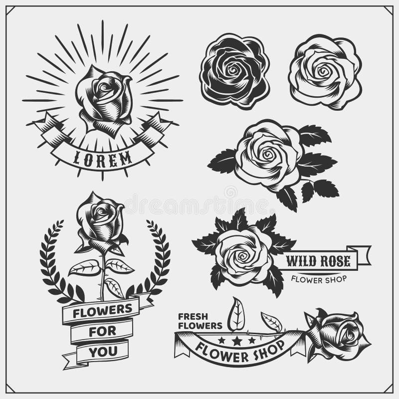 Set of Flower Shop Emblems, Logos, Badges, Labels and Design Elements ...