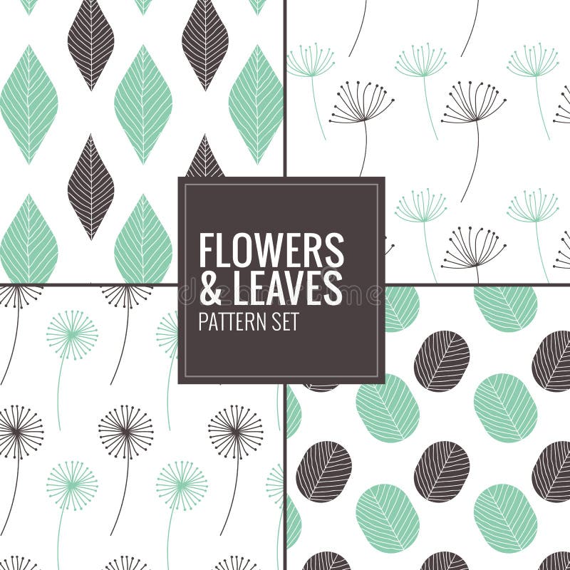 Set of Flowers, Leaves Pattern - Vector Illustration Stock Vector ...