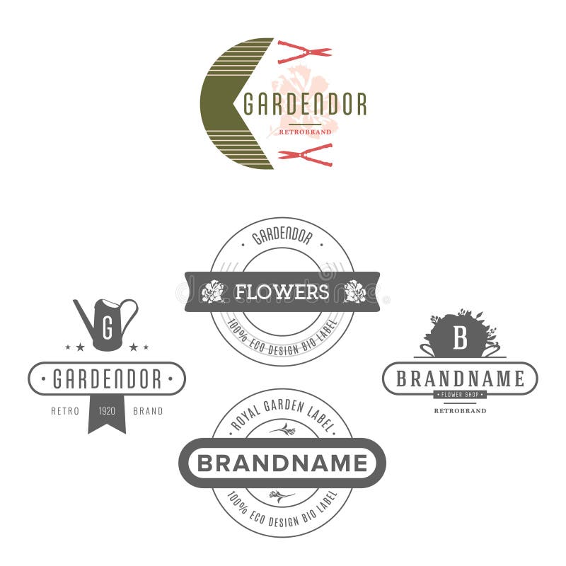 Set of Flowers Shop Labels and Design Elements. Stock Illustration ...