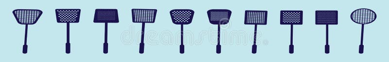 Set of Fly Swatter Cartoon Icon Design Template with Various Models ...