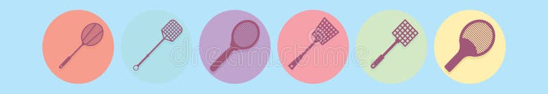 Set of Fly Swatter Cartoon Icon Design Template with Various Models ...