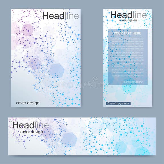 Set Flyer, Brochure Size A4 Template,banner. Molecular Structure with ...