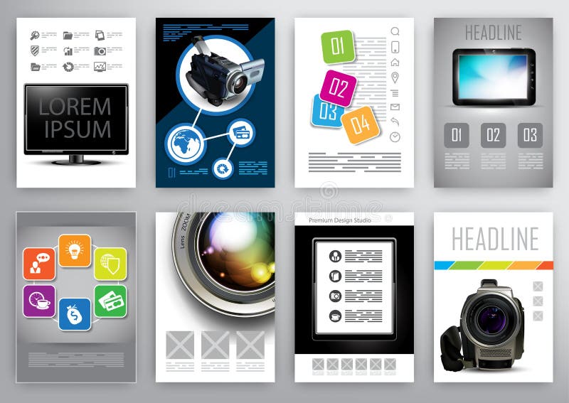 Set of Flyers Design Template Stock Vector - Illustration of monitor ...