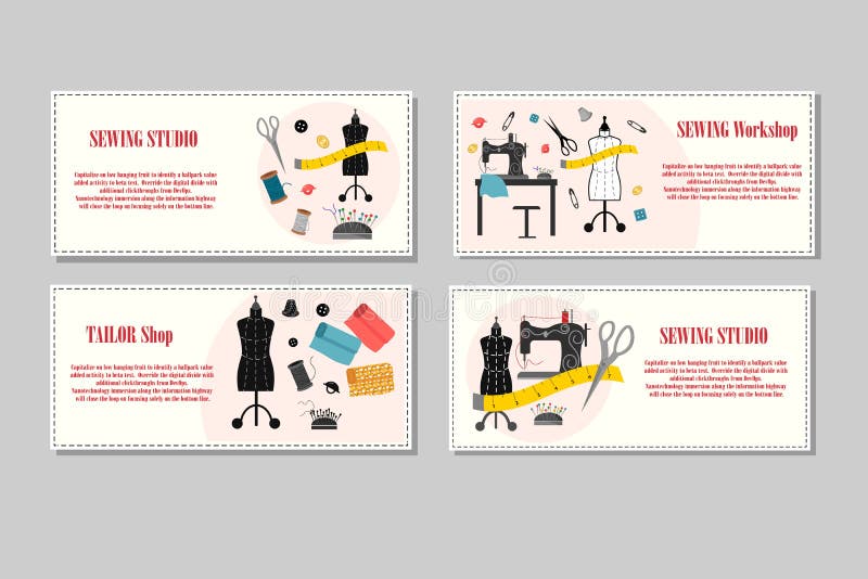 A Set of Flyers for a Sewing Workshop. Scenes with Tailor Tools - a ...