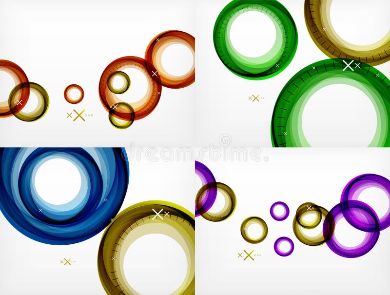 Set of Flying Abstract Circles Backdrops, Vector Geometric Backgrounds ...