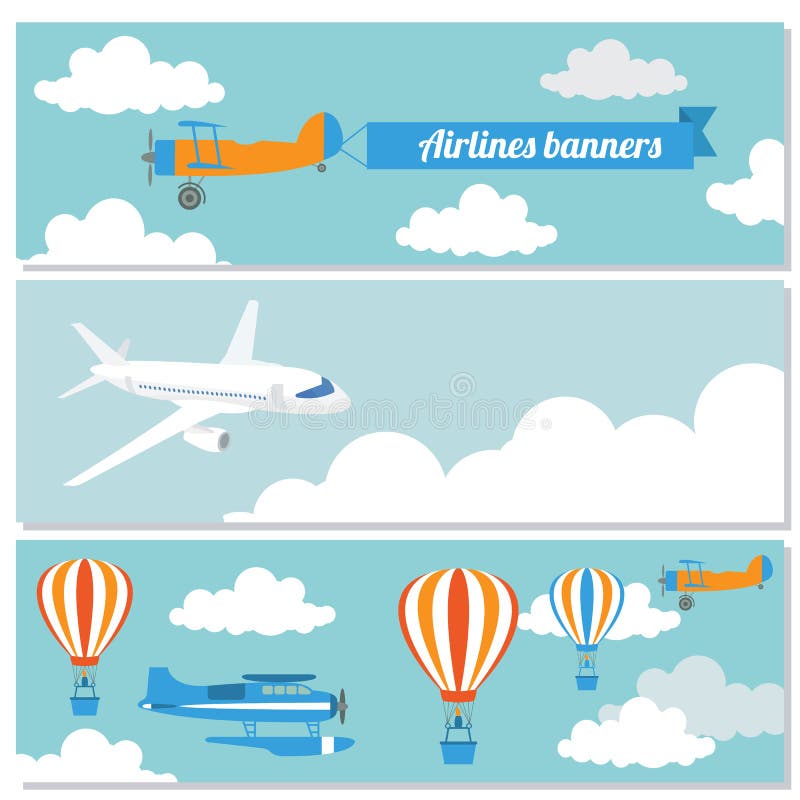 Set of Flying Airplanes Banners for Your Text. Stock Vector ...