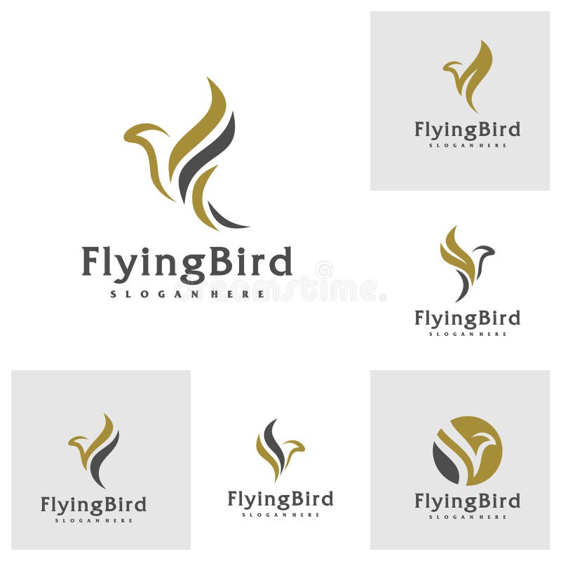 Set of Flying Bird Logo Design Concept Template. Eagle Logo Vector ...